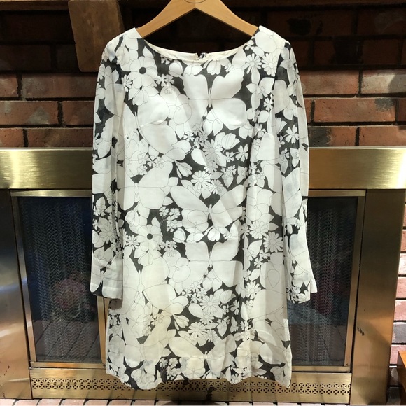 Dresses | Vintage 6s Gogo Mini Dress Psychedelic Black White Butterfly ...